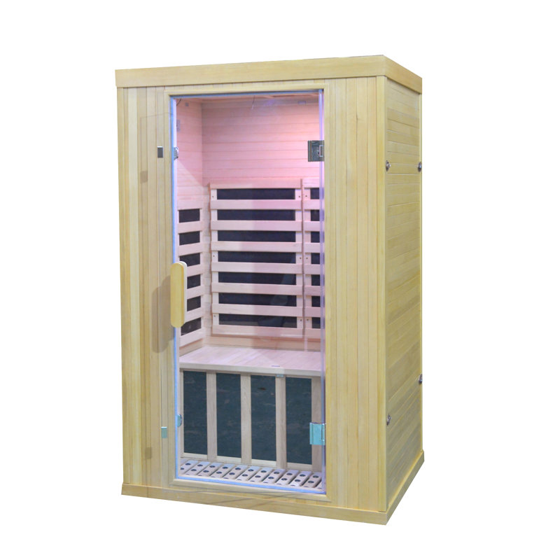 Sauna Doctor Home Infrared Sauna Room 2 Person Wooden Canadian Hemlock 1832W Low Magnetic ...